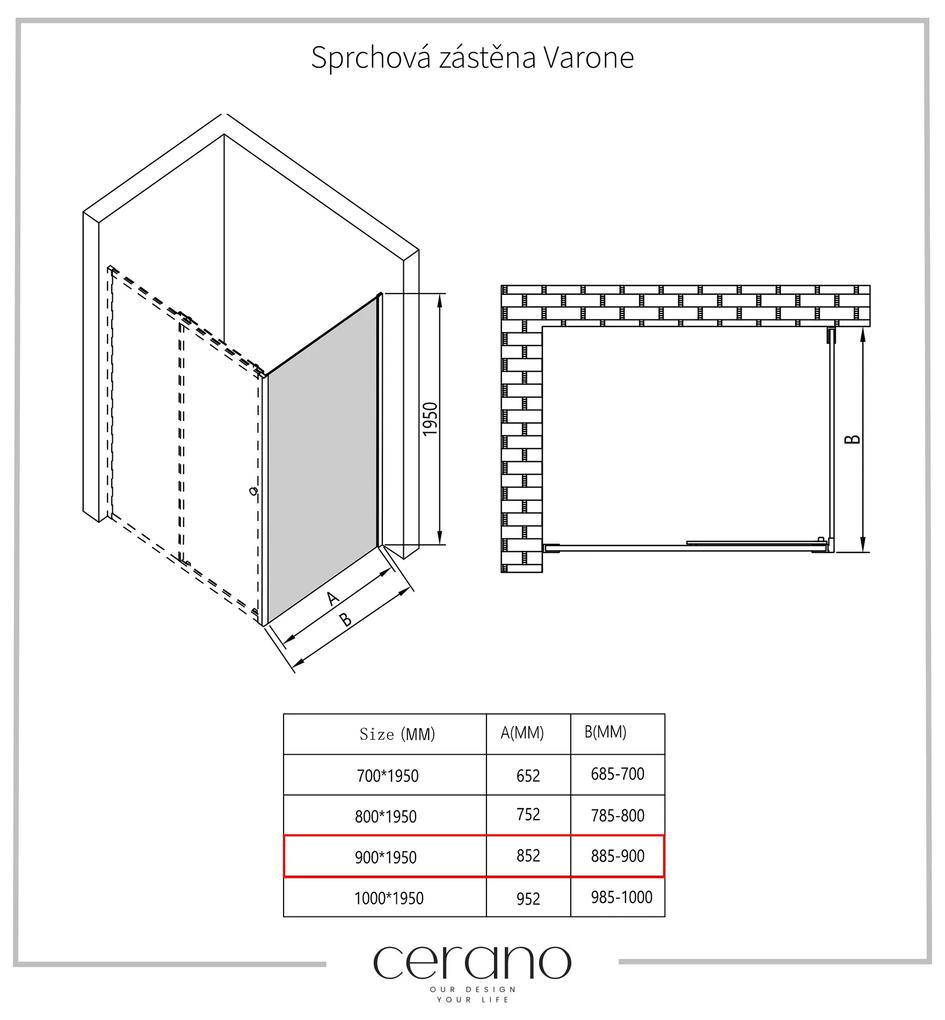 CERANO - Sprchový kout Varone L/P - černá matná, transparentní sklo - 110x90 cm - posuvný