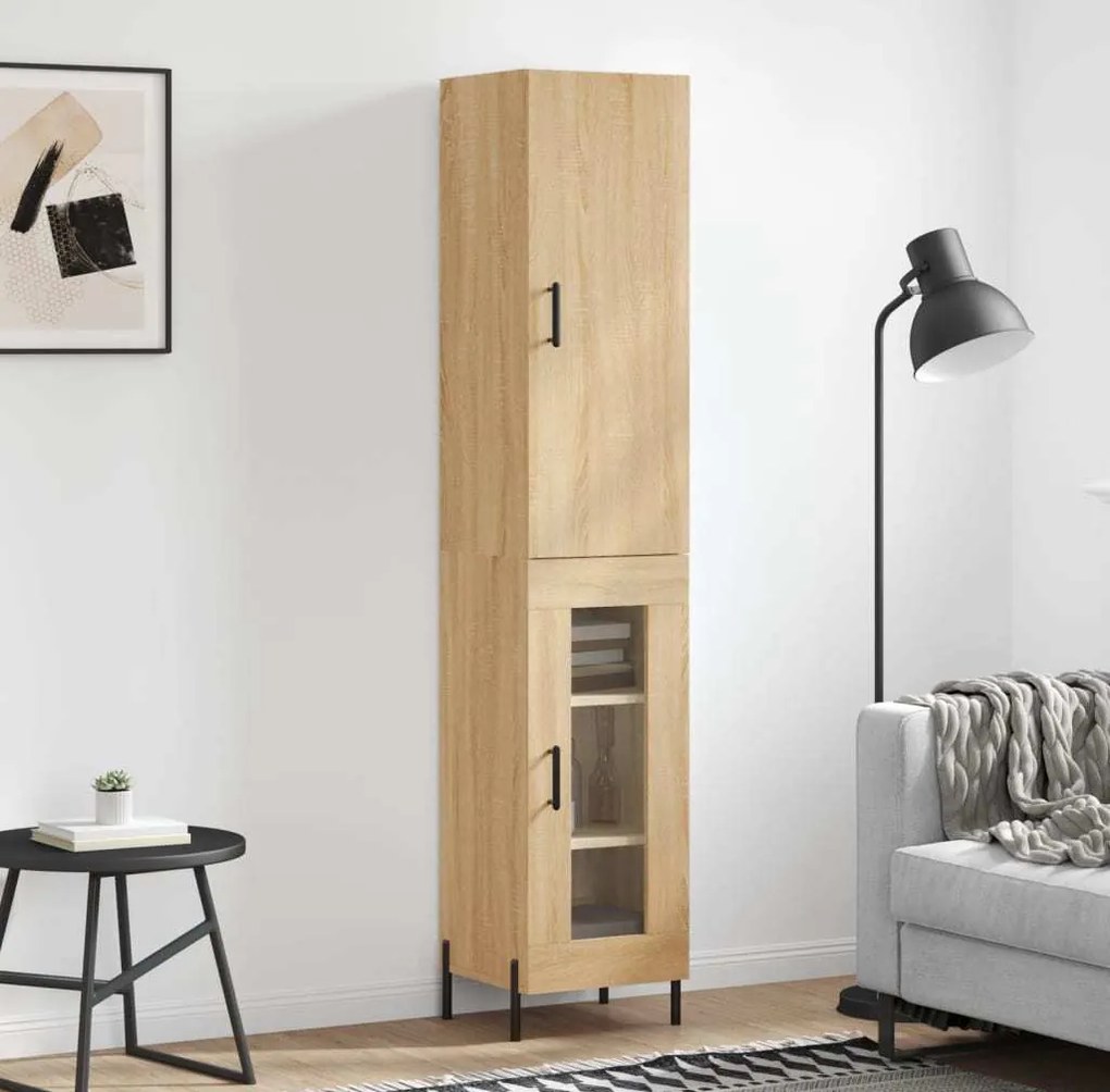 vidaXL Skříň highboard 34,5x34x180 cm kompozit [3199050] Barva: šedá sonoma