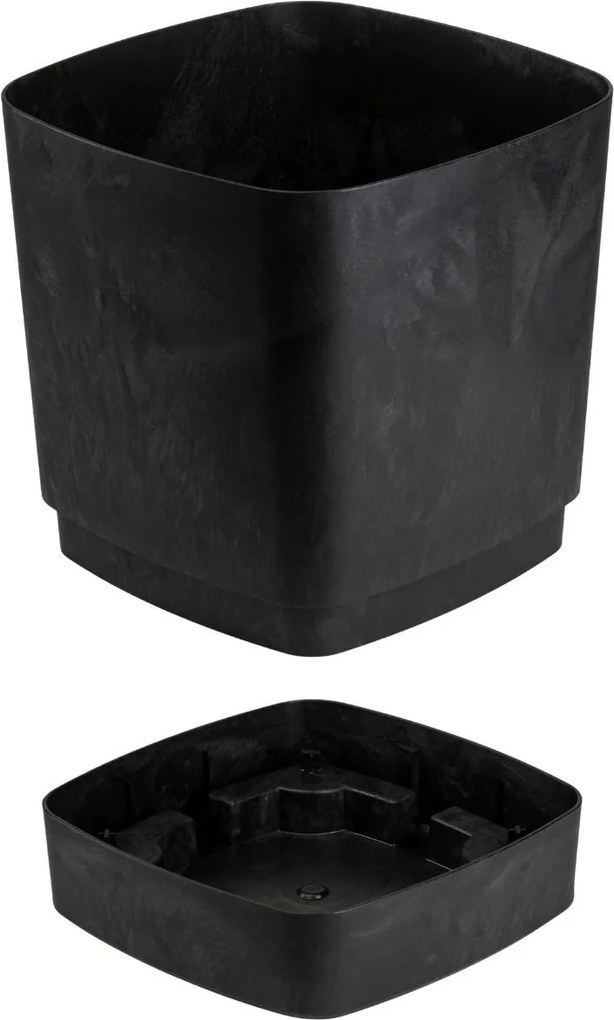 Plastový květináč s podmiskou Cubi 16x16 cm - výběr z 6 provedení