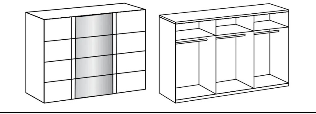 Šatní skříň Bern, šířka 270 cm/extra výška 236 cm, bílá