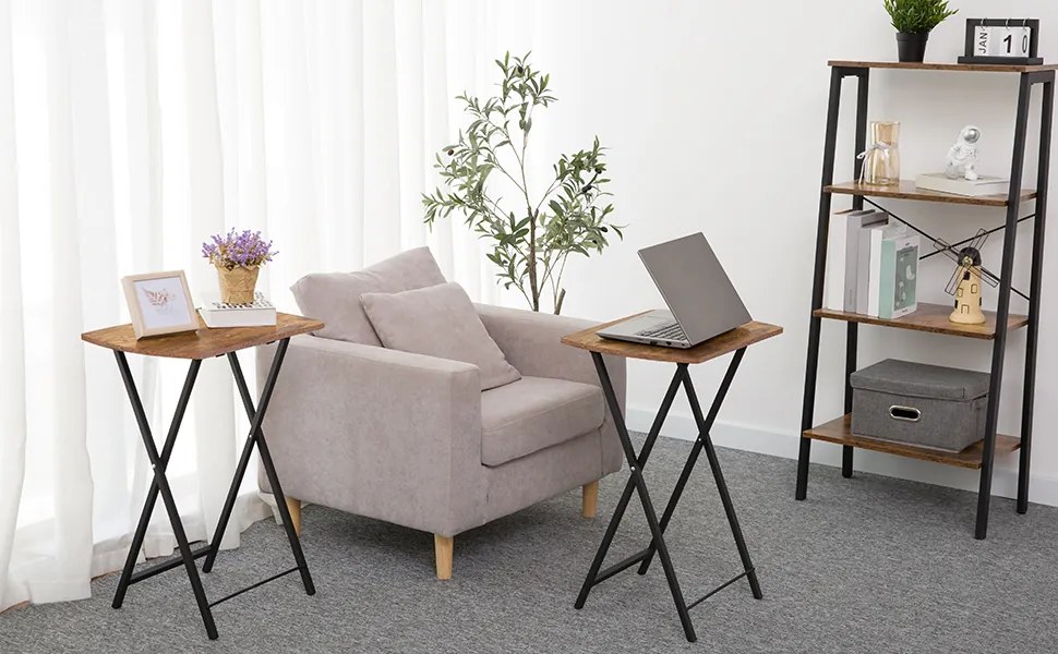 Skládací odkládací stolek Vasagle Fiona 48 cm hnědý/černý