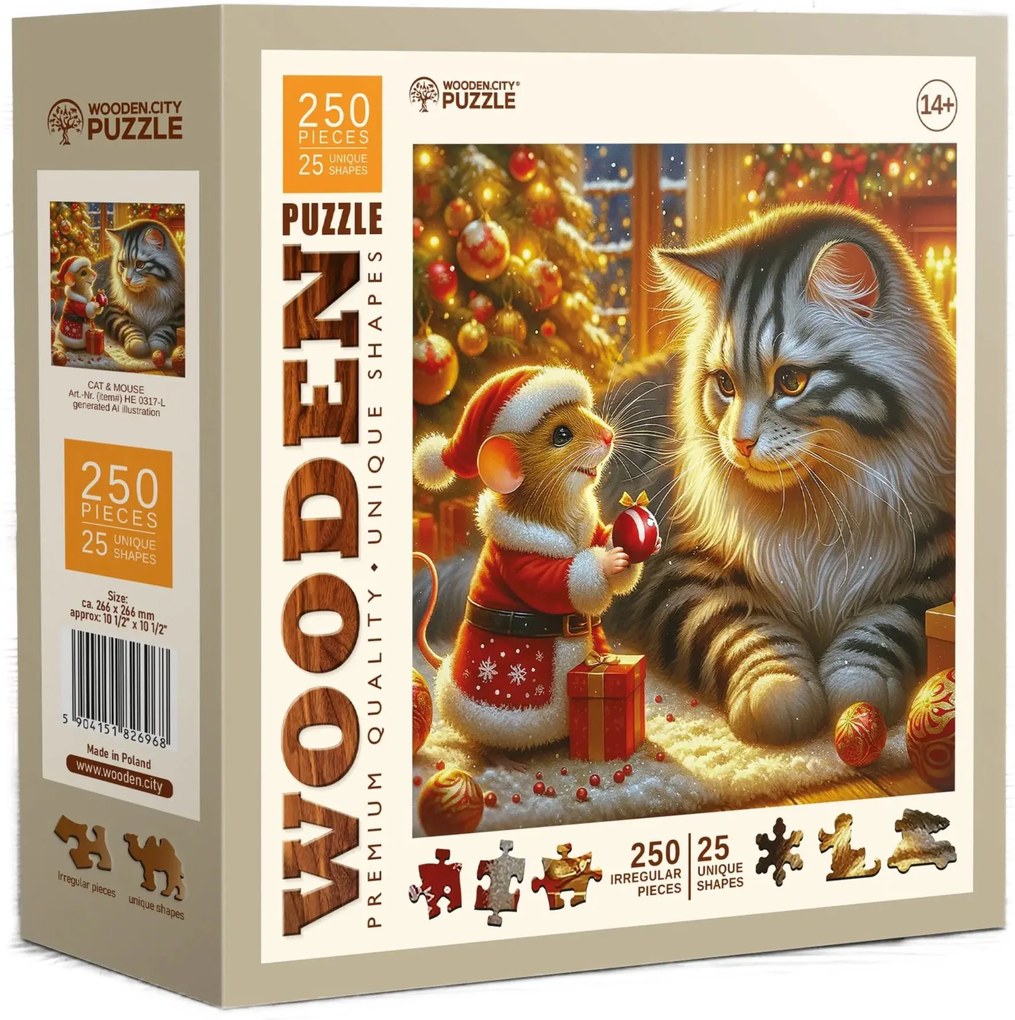 Wooden city dřevěné puzzle kočka a myš 250 dílků