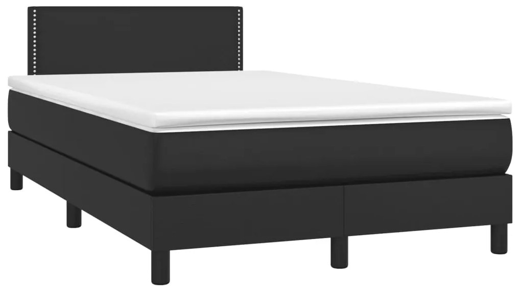 Box spring postel s matrací a LED černá 120 x 190 cm umělá kůže