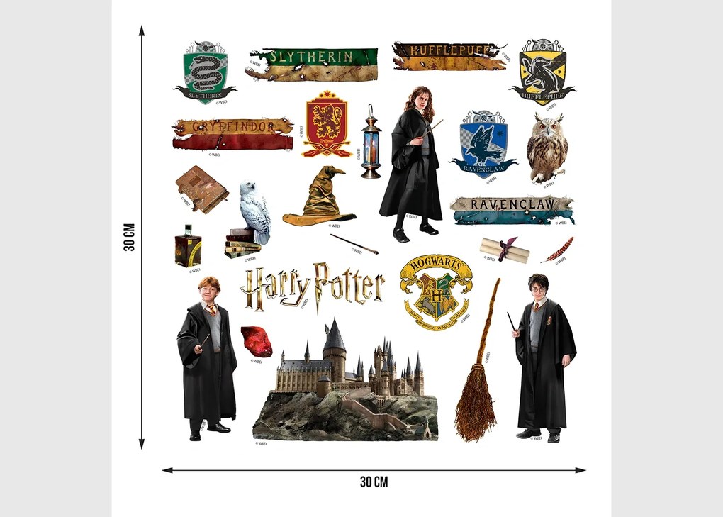 Dětská samolepka na zeď Harry Potter Hogwarts | 30 x 30 cm | DDKS3837