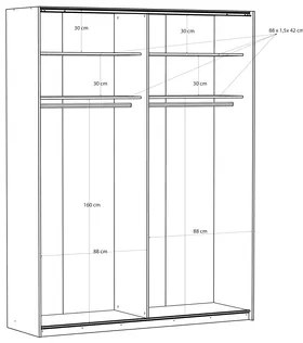 Skříň s posuvnými dveřmi FITIO lesk 180 cm