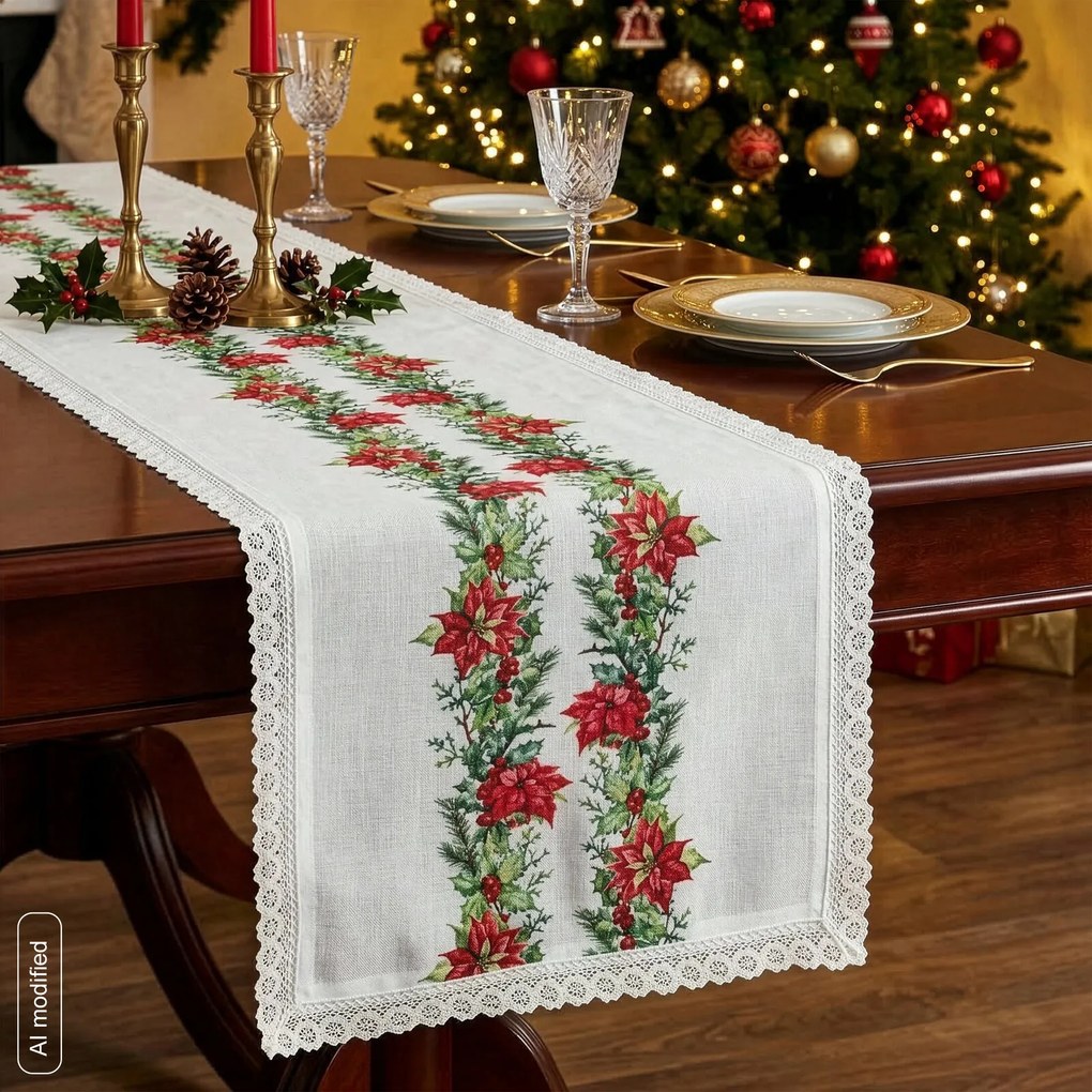 VÁNOČNÍ BĚHOUN NA STŮL XMAS5 40X140 CM VZOROVANÝ