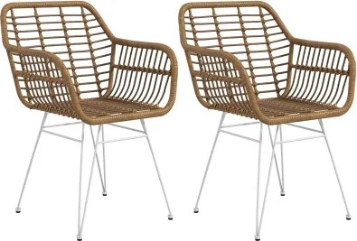 HOMCOM 2 ks židlí v Boho stylu, kuchyňské židle, PE-ratan, 56 x 60 x 79 cm, přírodní + bílá
