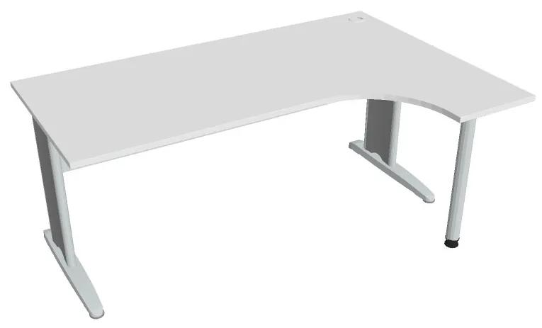 Stůl ergo oblouk levý 180×120/80 cm - Hobis Cross CE 1800 L Dekor stolové desky: bílá, Dekor lamino podnože: šedá, Barva nohou: Stříbrná