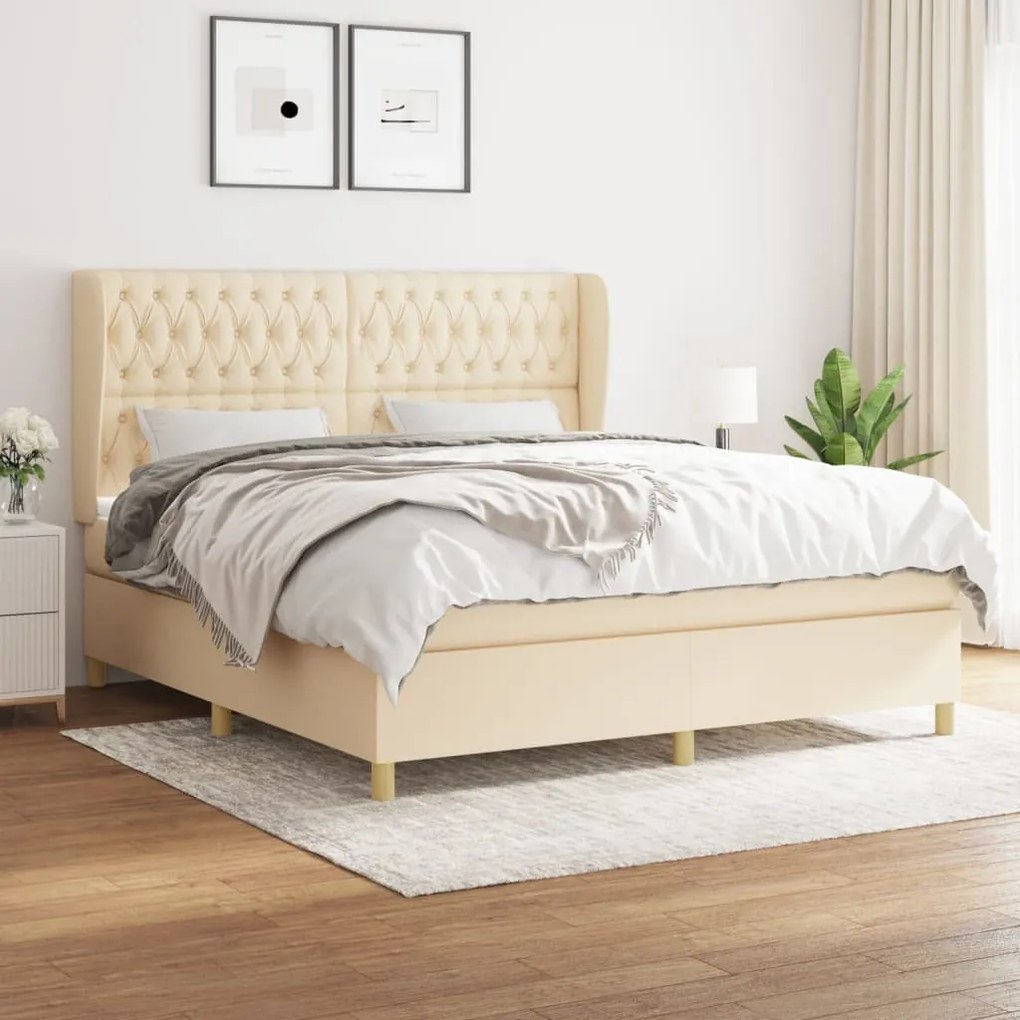 Box spring postel s matrací krémová 180x200 cm textil 3128786