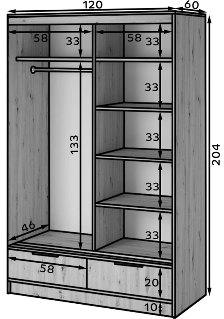 Eltap Šatní skříň Voodi II se zrcadlem