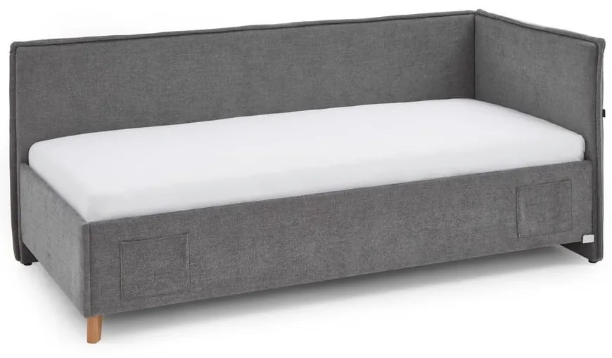 Šedá čalouněná rohová dětská postel s úložným prostorem s roštem 90x200 cm Fun – Meise Möbel Biano.cz