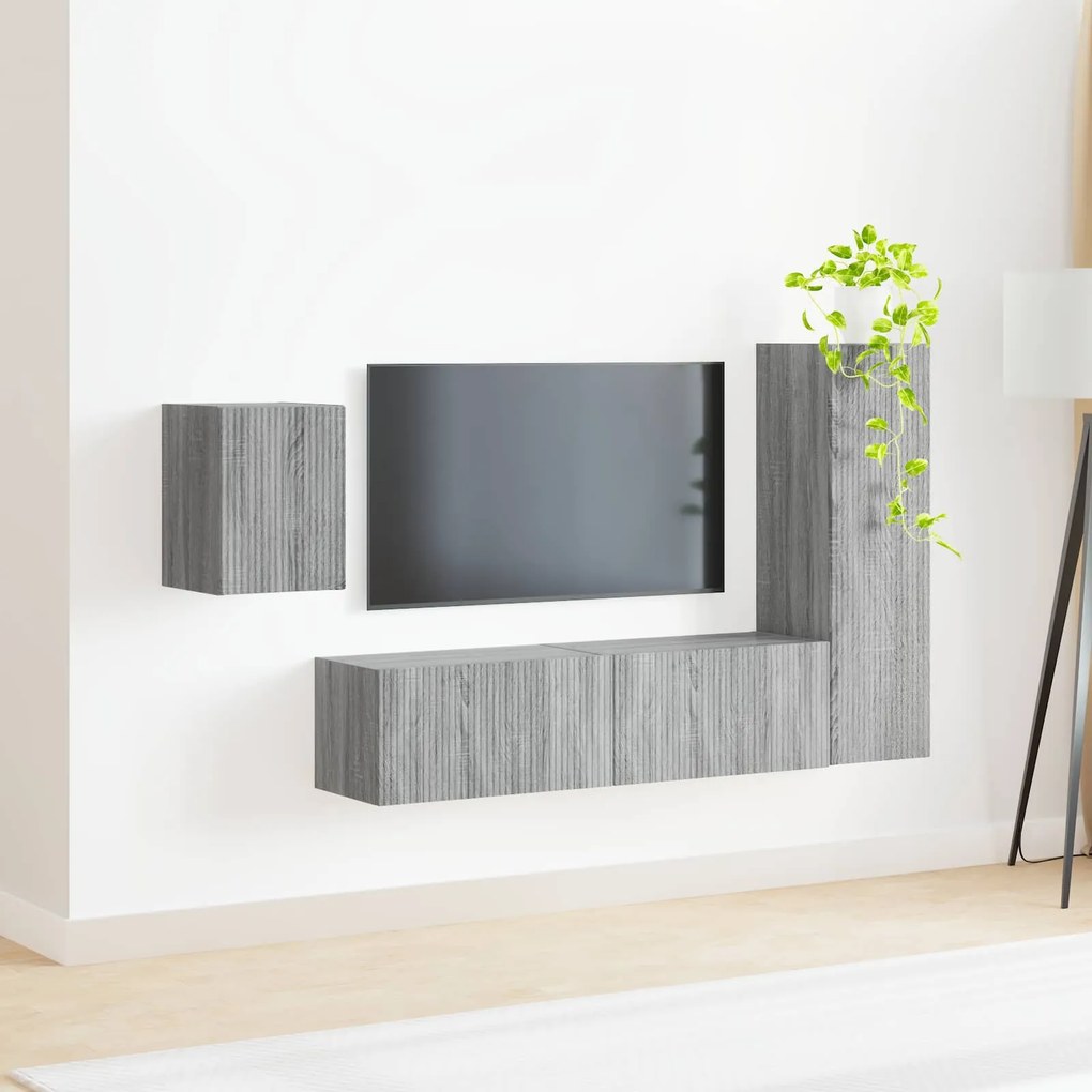 Sestava TV skříněk 4 ks Šedá Sonoma Kompozitní dřevo 3409003