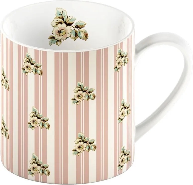 Růžový porcelánový hrnek s proužky Creative Tops Cottage Flower, 330 ml