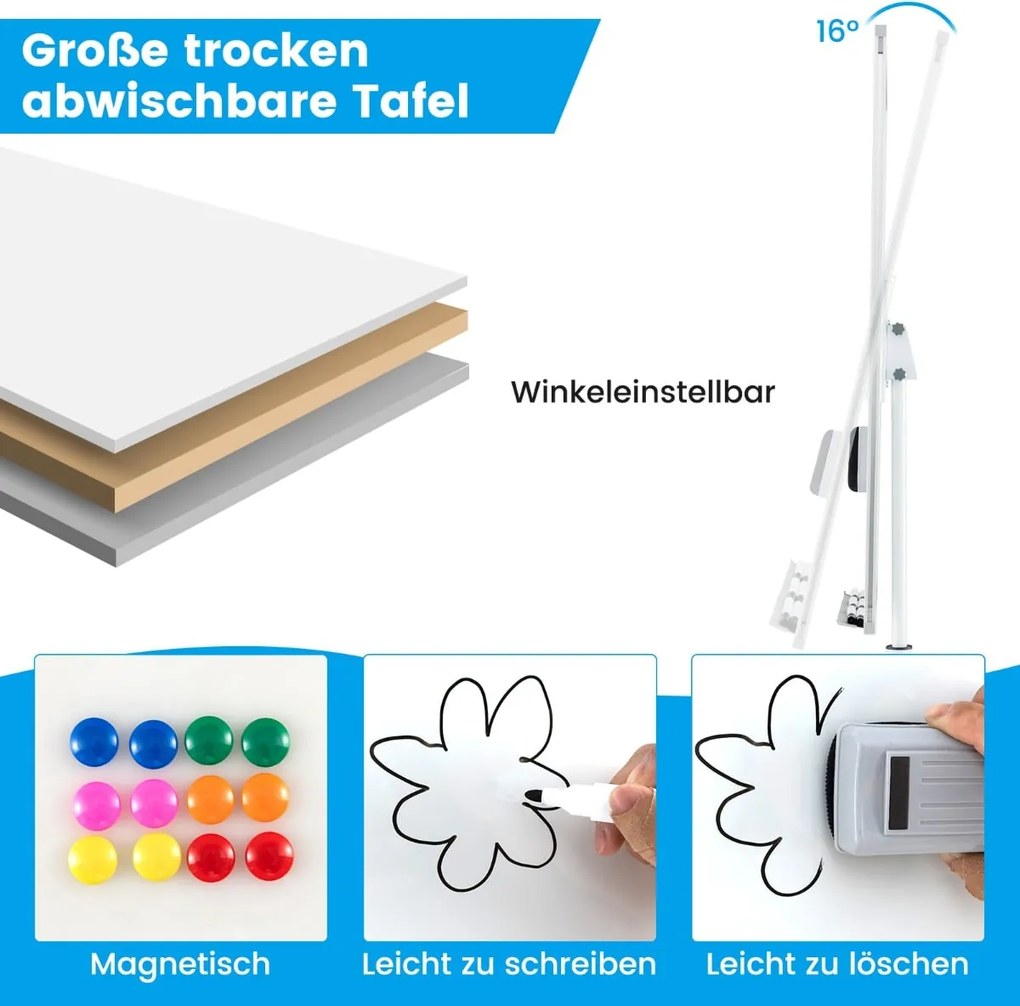 Costway Stojan na flipchart na kolečkách s magnety a značkami Výškově