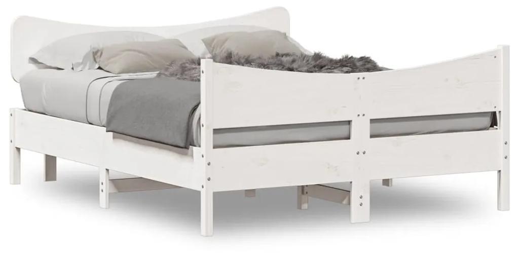 Rám postele s čelem bílý 150x200 cm masivní borovice,  3216379