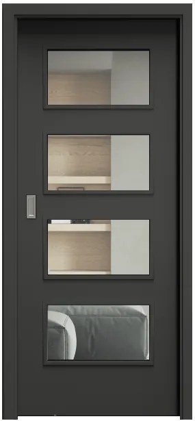 SAPELI SWING KOMFORT M49 - LAKOVANÉ - POSUVNÉ DVEŘE VČ. ZÁRUBNĚ - Barva ral Průchozí šířka (cm): 100, Průchozí výška (cm): 197, Typ skla: Čiré sklo