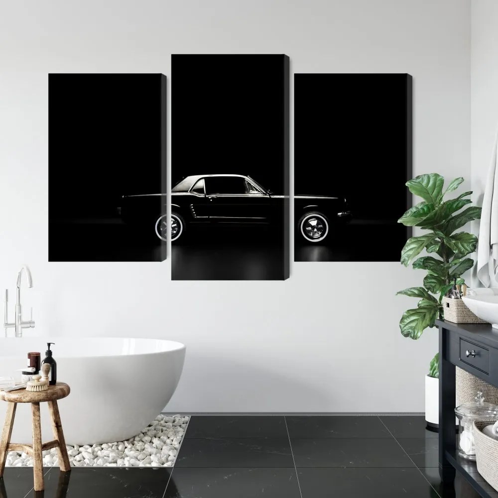 Vícedílný obraz Černé Retro Auto Na Tmavém Pozadí Nedostatek Nedostatek Přírodní plátno 60x40
