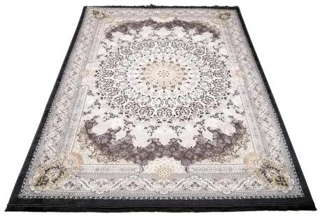 Kusový koberec pratelný VICTORIA 39962 Klasický pogumovaný krémový šedý Rozměr: 120x170 cm