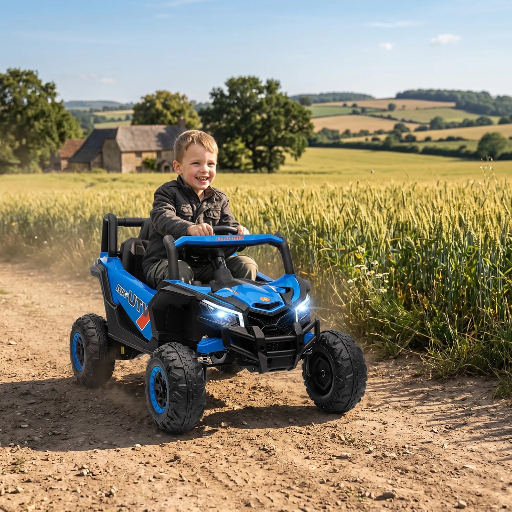 AIYAPLAY 12V elektroauto pro děti, funkce dálkového ovládání, pás, klakson, LED světla, USB port, pro 3-5 let, Modrá