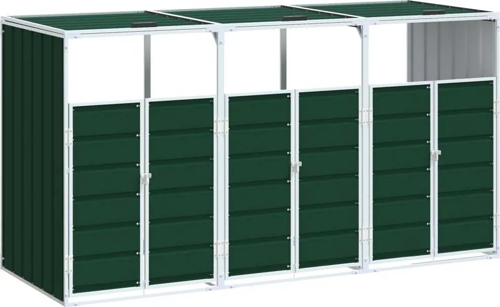 vidaXL Box na 3 popelnice 216 x 81 x 115 cm ocel [4006182] Barva: Šedá