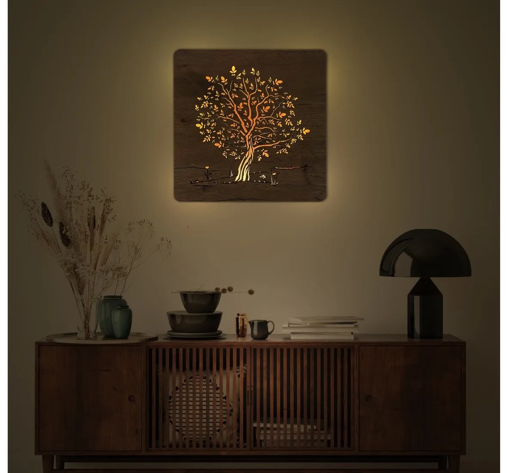 Li-Go "Ořešák" světelný obraz 230V 62x62cm provedení povrchu: dub světlý