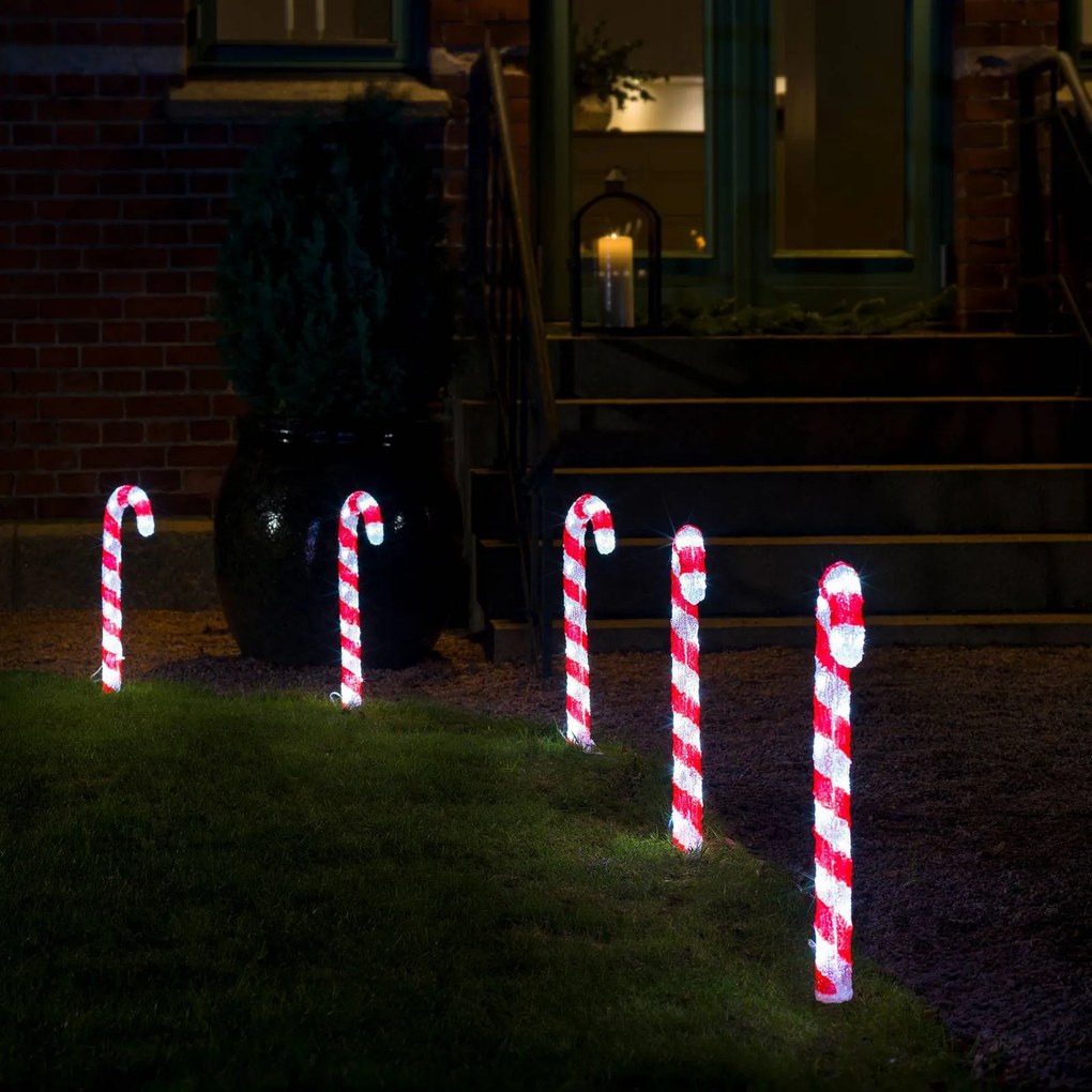LED venkovní dekorace cukrová třtina sada 5 kusů