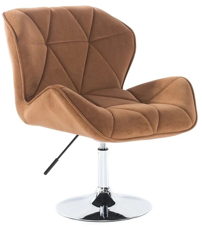 LuxuryForm DESIGN Otočná židle MILANO VELUR na stříbrném talíři - medová