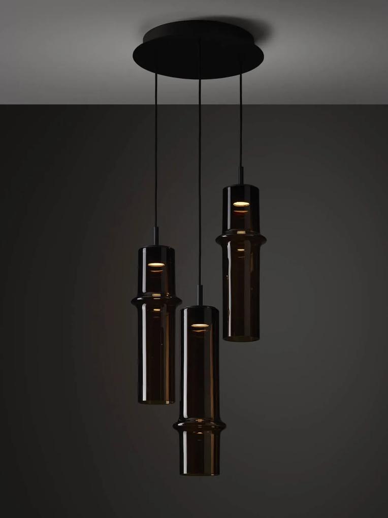 Brokis Designové závěsné svítidlo Bamboo forest up M, PC1328 Stmívání, řízení: nestmívatelná verze, Barva skla: Opalín, Povrchová úprava baldachýnu: Trimless – kabelová verze – černá struktura