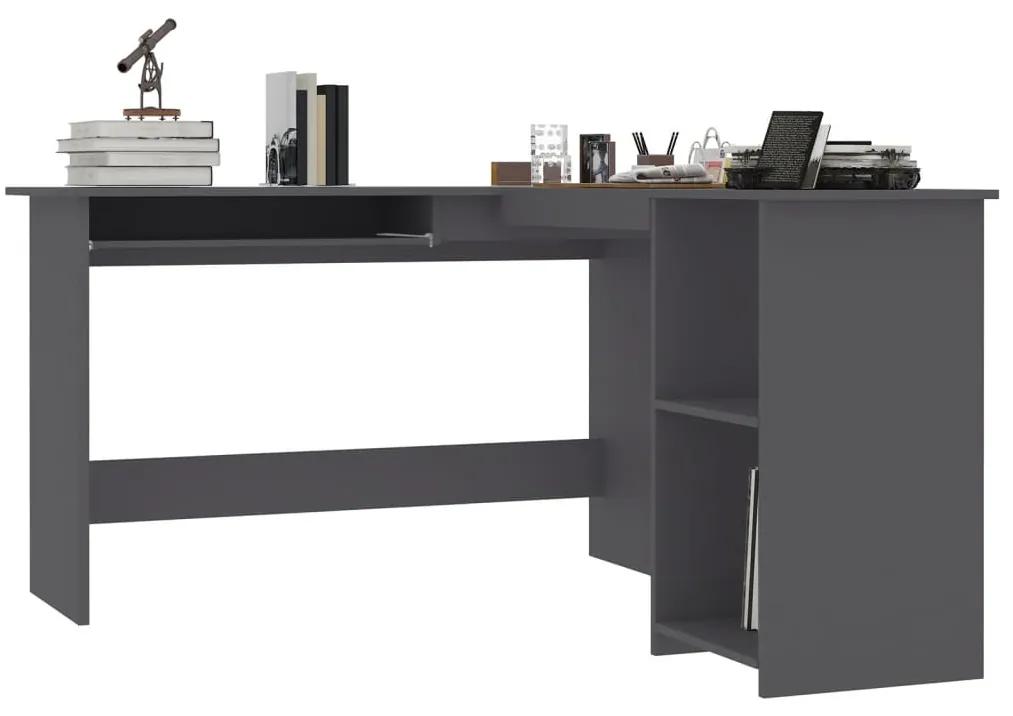 vidaXL Rohový psací stůl šedý 120 x 140 x 75 cm dřevotříska