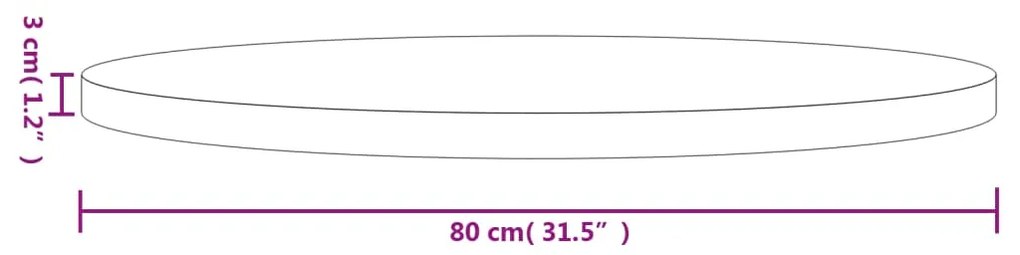 Stolní deska kulatá bílá Ø 80 x 3 cm masivní borové dřevo - Default Title