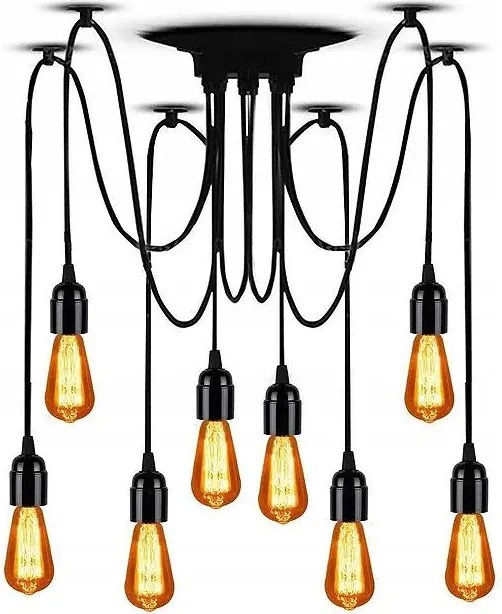 Toolight - Stropní lampa Spider 8xE27, černá, OSW-00018