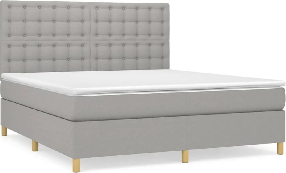 Box spring postel s matrací světle šedá 180 x 200 cm textil 3142673