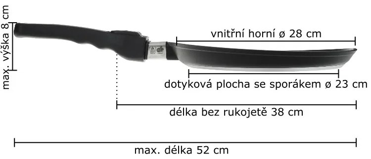 AMT Gastroguss Titanová pánev na palačinky na indukci ø 28 cm s odnímatelnou rukojetí