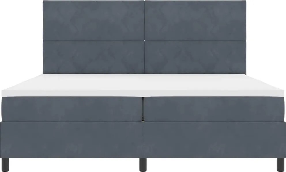 Postel s boxspringem s čelo Tmavě šedá 200 x 200 cm samet 3339921