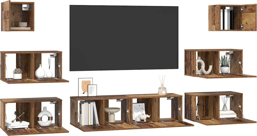 Sestava TV skříněk 8 ks Staré dřevo Kompozitní dřevo 3393153