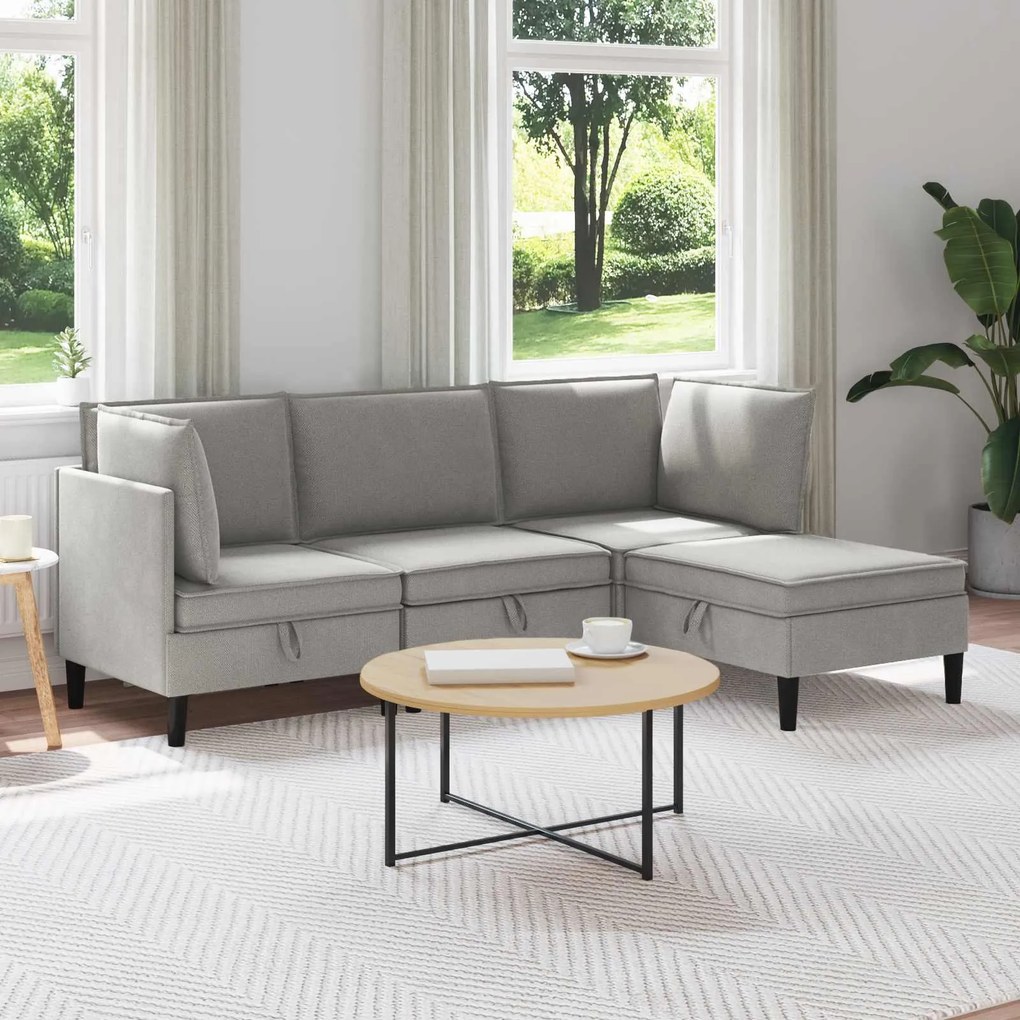 Sada nábytku do obývacího pokoje 4 ks Světle šedá Textil 3413800