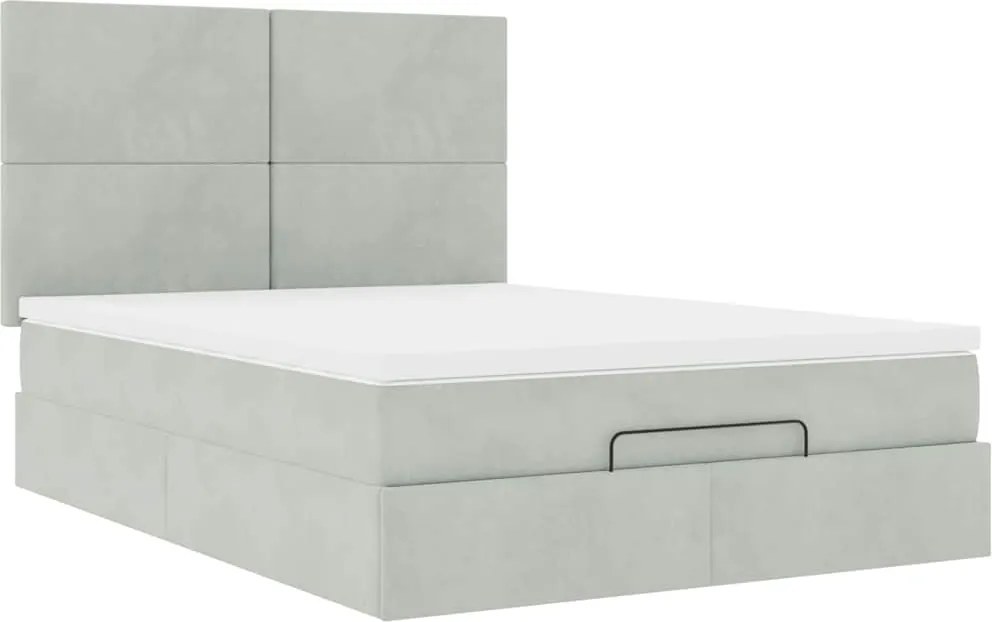 Osmanský rám postele s matracemi světle šedá 140x190cm samet 3313397