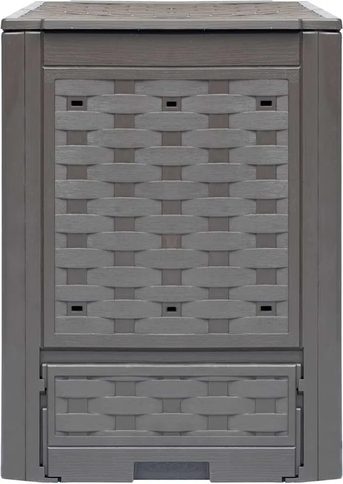 Zahradní kompostéry 2 ks hnědé 60x60x83 cm 600 l plast ratan 278917