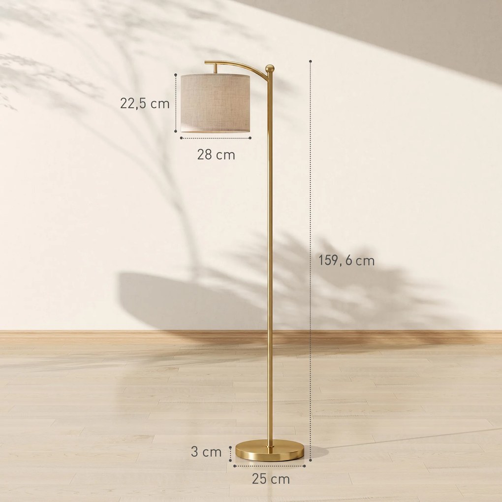 HOMCOM Stojací lampa, nastavitelné možnosti osvětlení, nožní spínač, dálkové ovládání, kov, zlatá