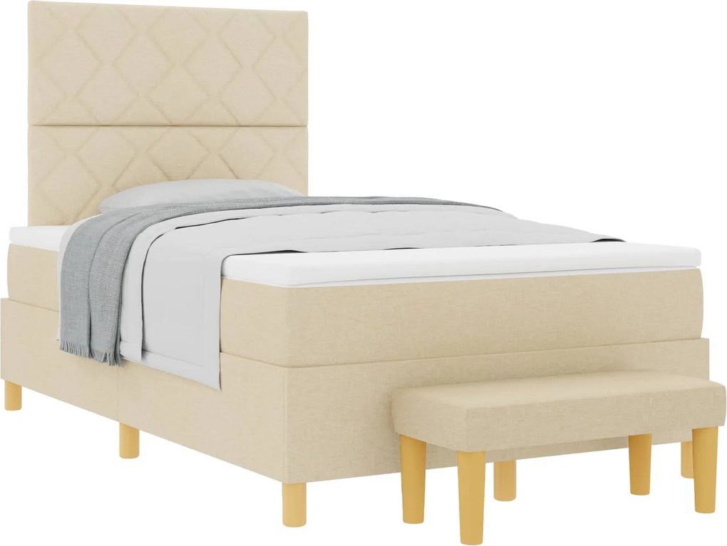 Postel s boxspringem s čelo Krémová 200 x 120 cm textil 3344371