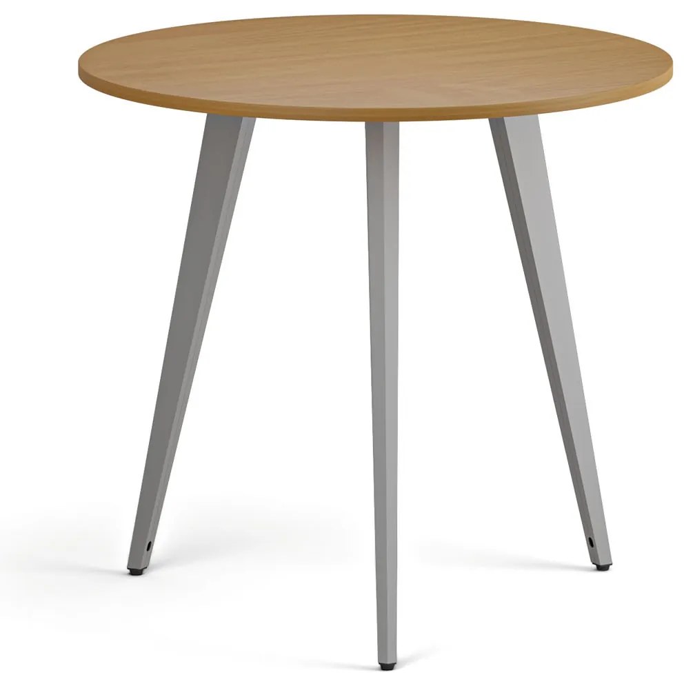 Konferenční stůl PRIMO VIBE, průměr 80 cm, šedostříbrná podnož, buk