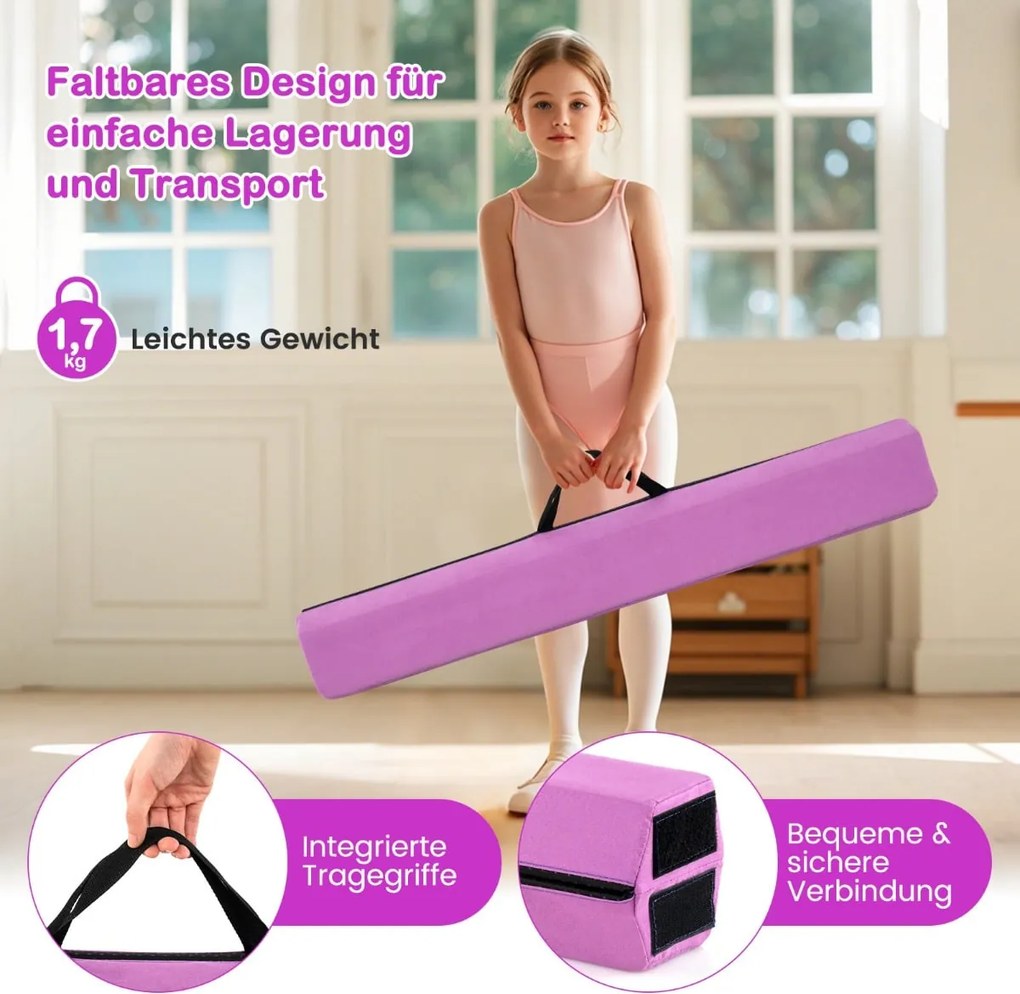 Costway Kladina gymnastická kladina 210 cm skládací gymnastická – fialová