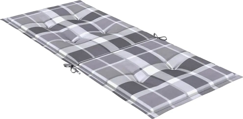 Podušky na židli vysoké opěradlo 6 ks šedé kárované 120x50x3 cm 314130