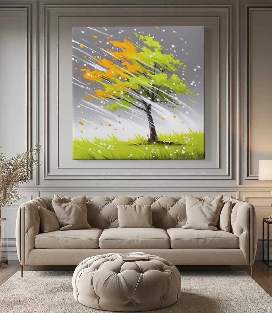Obraz na plátně - Strom života Větrný epos FeelHappy.cz Velikost obrazu: 80 x 80 cm