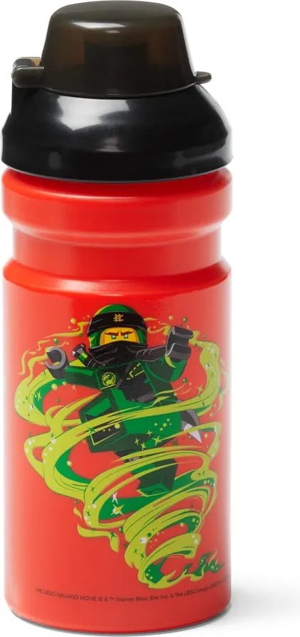 Červená lahev na vodu s černým víčkem LEGO® Ninjago, 390 ml