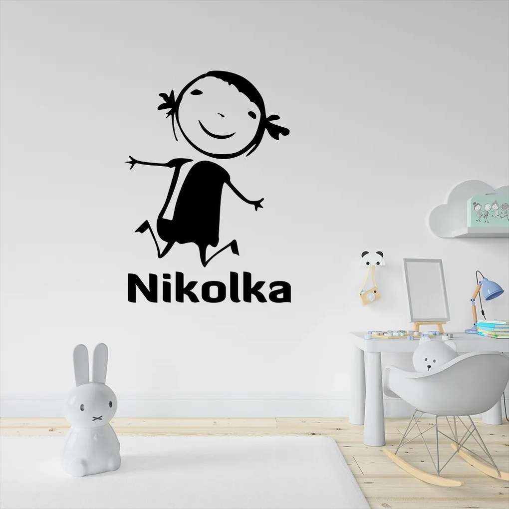 Živá Zeď Samolepka na zeď Holčička se jménem Barva: černá