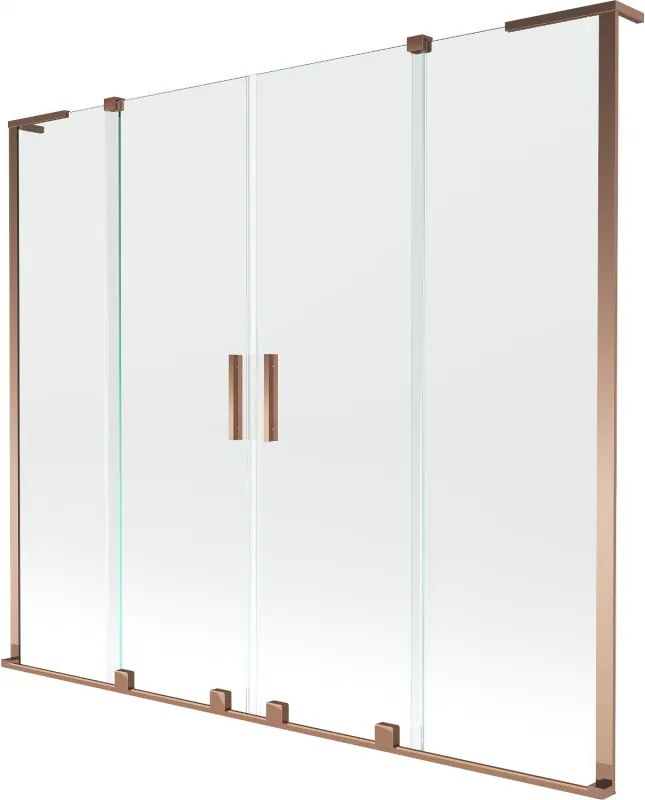 Mexen Velar L Duo, 2-křídlová posuvná vanová zástěna 170 x 150 cm, 8mm čiré sklo, růžové zlato, 896-170-003-02-60