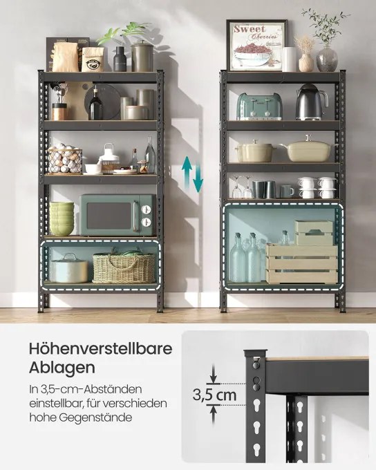 Set 2 regálů 75x150x30 cm GLR302B01 černý