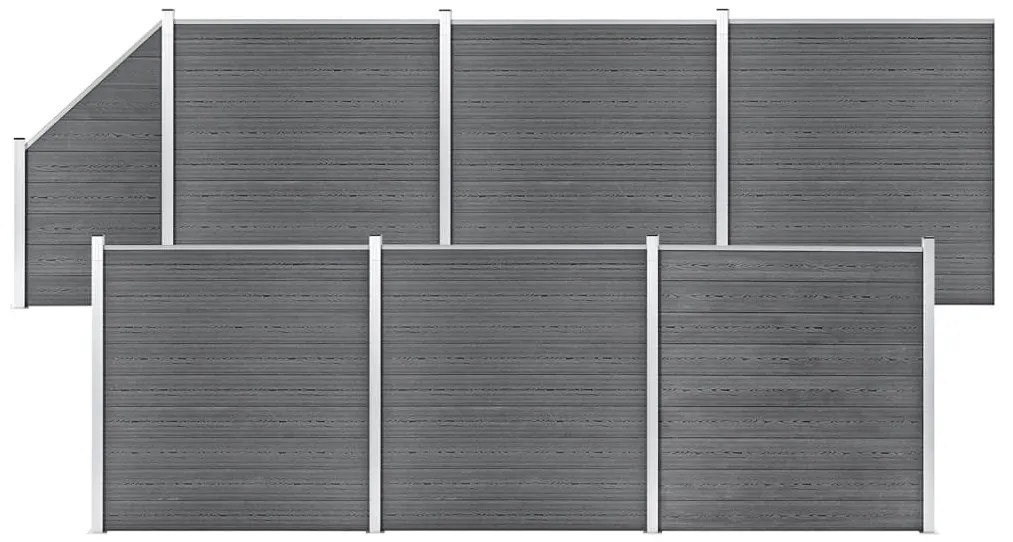Plotová sada WPC 6 čtvercových + 1 šikmý díl 1138 x 186 cm šedá 3053238