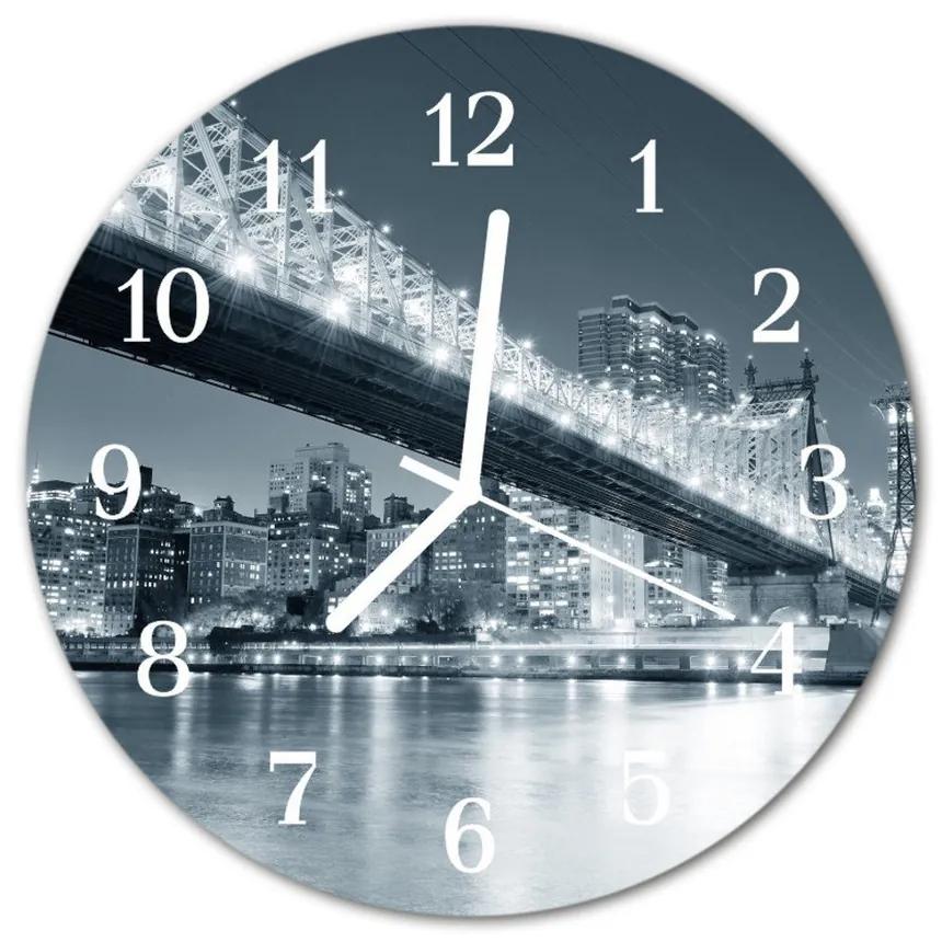 Nástenné skleněné hodiny most fi 30 cm